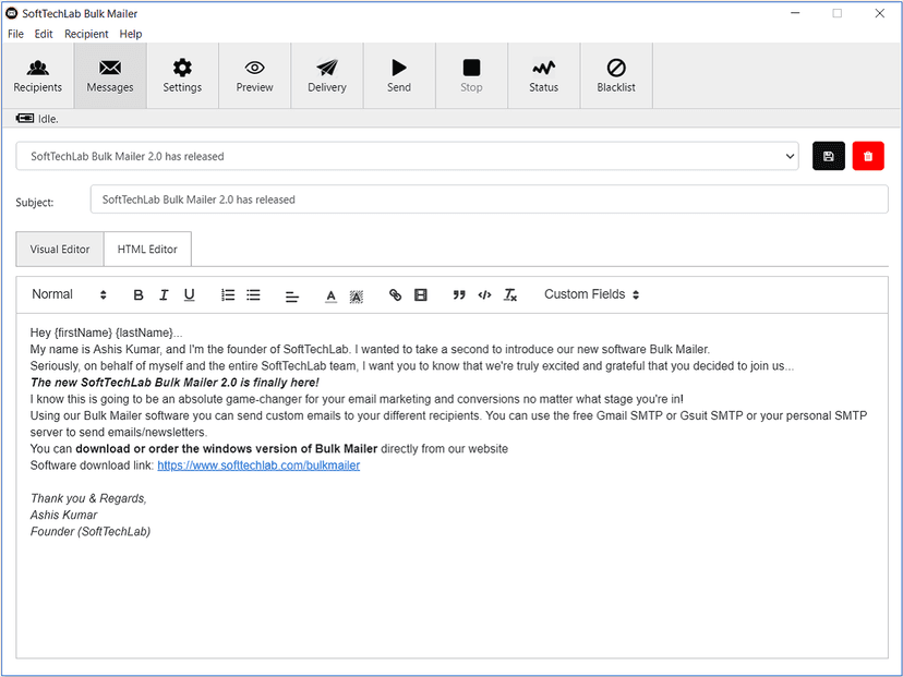 Bulk Email Sender - Send Mass Emails Online Free | SoftTechLab
